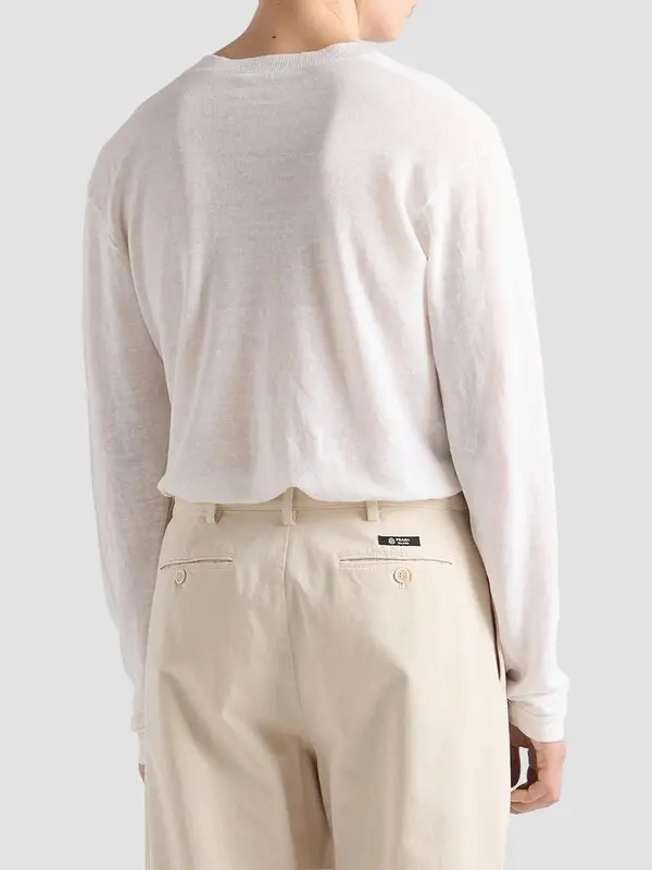 Prada Long-sleeved Linen And Silk Sweater