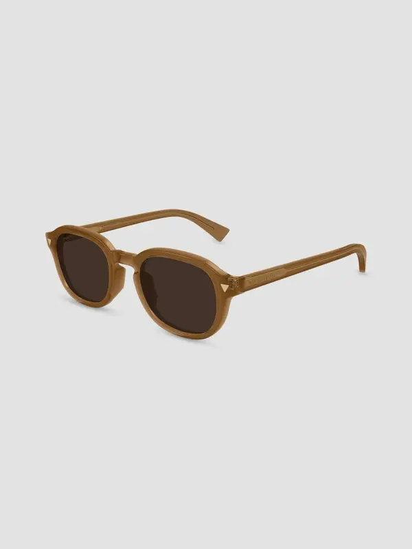 Bottega Veneta Triangle Stud Panthos 49mm Round Sunglasses