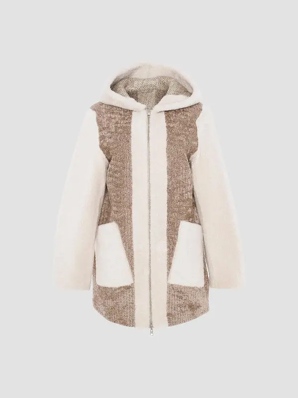 Gorski Reversible Shearling Lamb Zip Parka - Sand