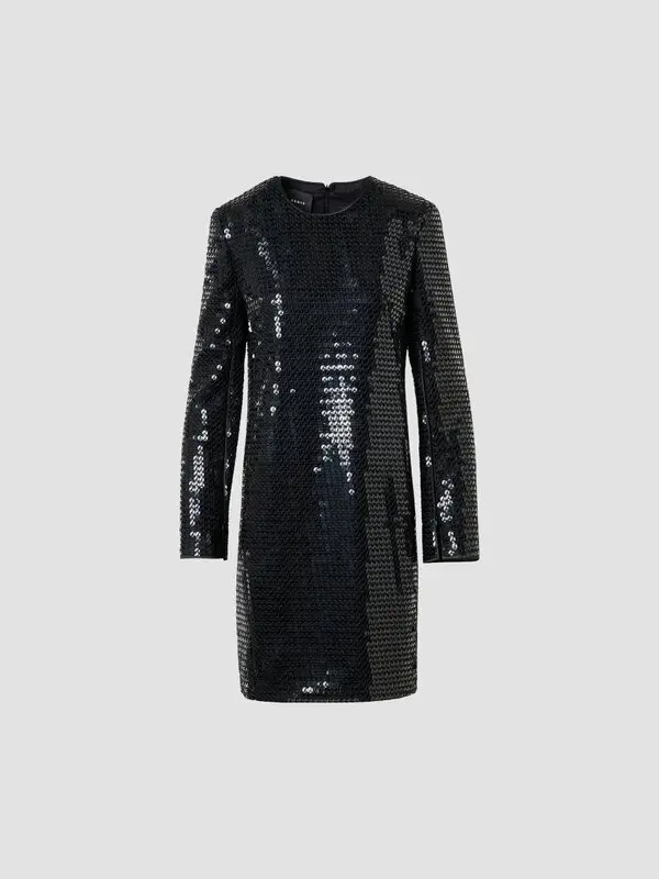 Akris Sequined Long-sleeve Sheath Cocktail Dress - Black