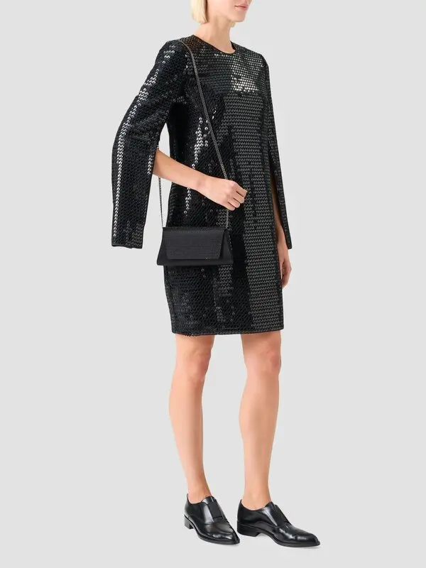 Akris Sequined Long-sleeve Sheath Cocktail Dress