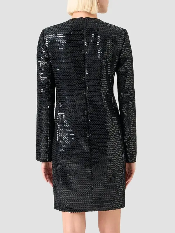 Akris Sequined Long-sleeve Sheath Cocktail Dress