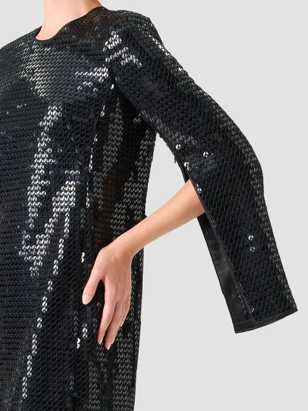 Akris Sequined Long-sleeve Sheath Cocktail Dress