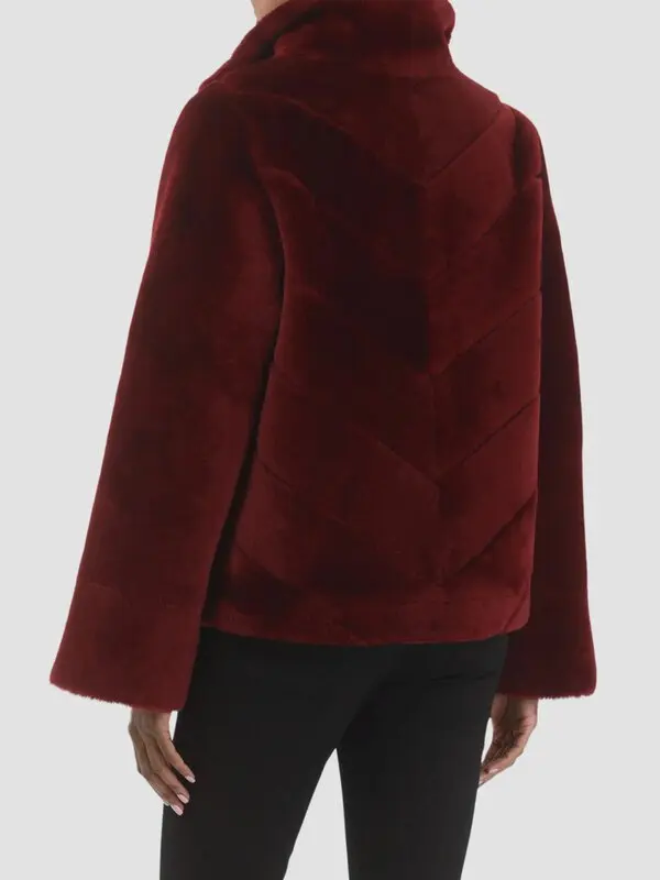 Gorski Reversible Merino Shearling Lamb Chevron Jacket - Wine