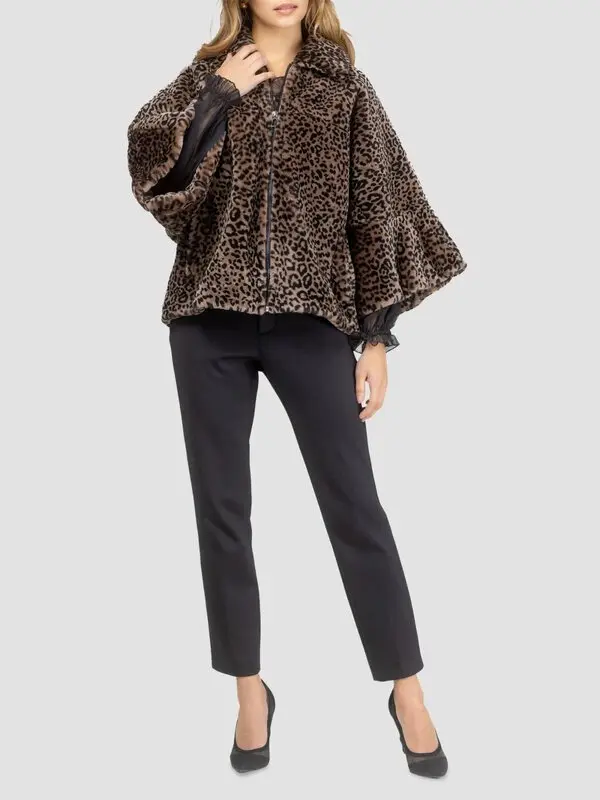 Gorski Select Shearling Lamb Zip Coat With Cropped Sleeves