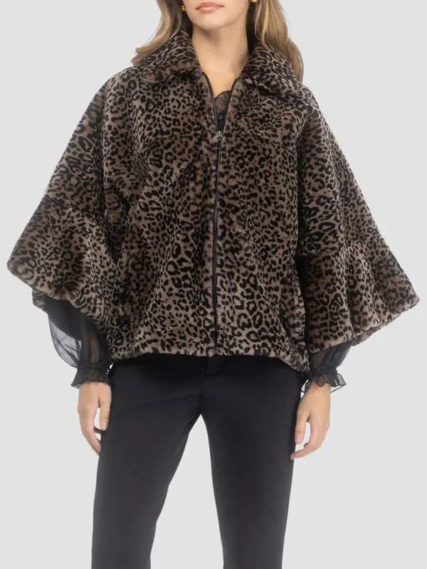 Gorski Select Shearling Lamb Zip Coat With Cropped Sleeves