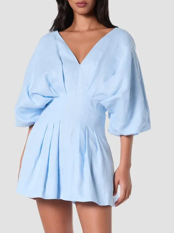 NICHOLAS THE LABEL Nicoline Linen Pleated Minidress