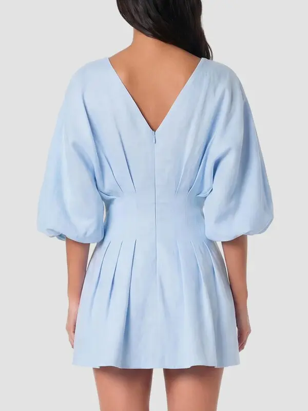 NICHOLAS THE LABEL Nicoline Linen Pleated Minidress
