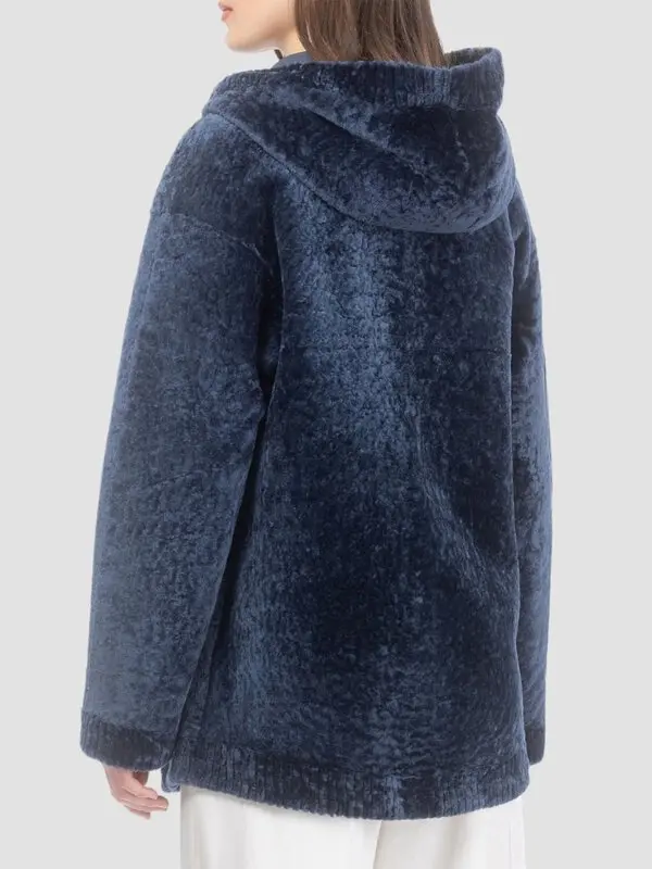 Gorski Textured Reversible Shearling Lamb Zip Parka