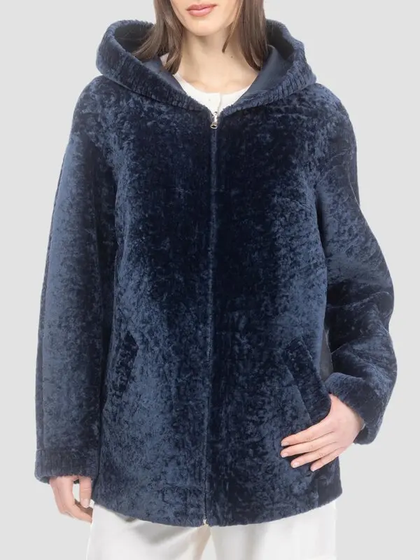 Gorski Textured Reversible Shearling Lamb Zip Parka