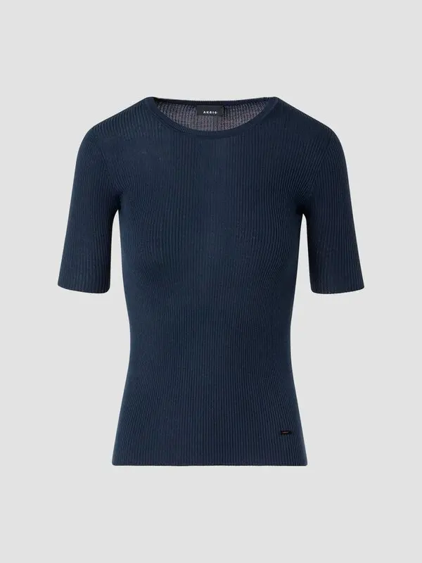 Akris Rib-knit Silk-blend Short-sleeve Sweater