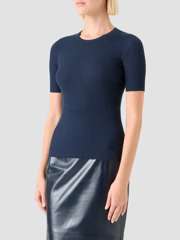 Akris Rib-knit Silk-blend Short-sleeve Sweater