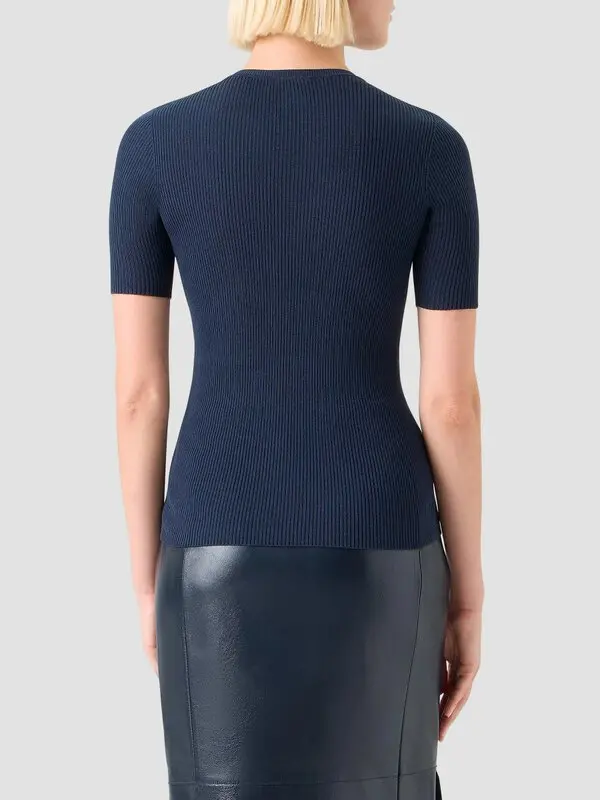 Akris Rib-knit Silk-blend Short-sleeve Sweater