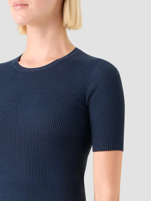 Akris Rib-knit Silk-blend Short-sleeve Sweater