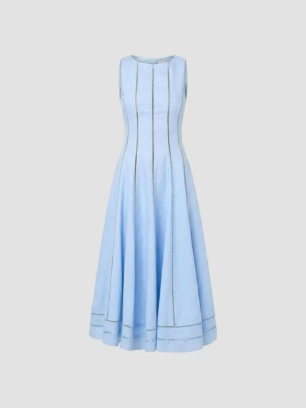 NICHOLAS THE LABEL Lark Linen Lattice-trim Midi-dress