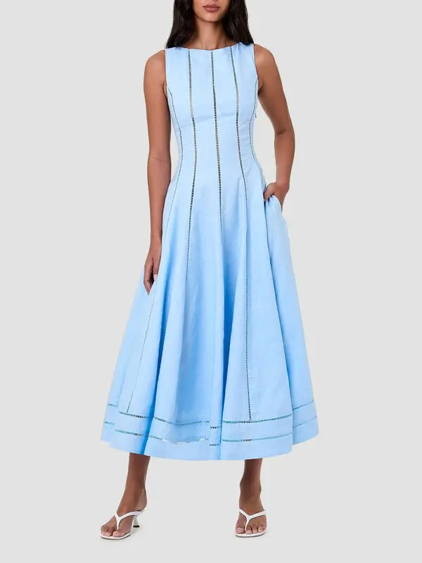 NICHOLAS THE LABEL Lark Linen Lattice-trim Midi-dress