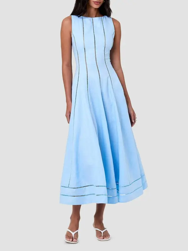 NICHOLAS THE LABEL Lark Linen Lattice-trim Midi-dress
