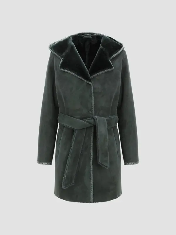 Gorski Merino Shearling Lamb Parka With Embroidered Trim - Emerald