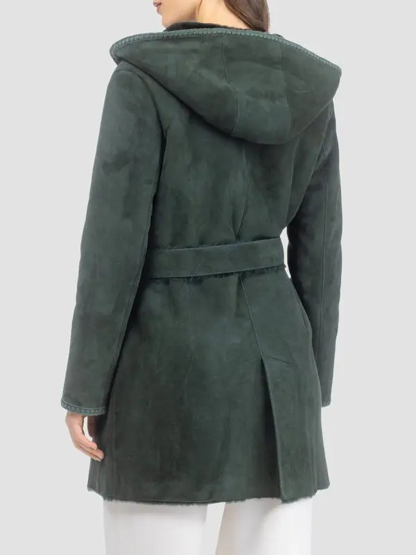 Gorski Merino Shearling Lamb Parka With Embroidered Trim - Emerald