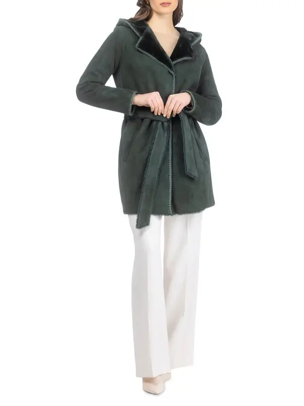 Gorski Merino Shearling Lamb Parka With Embroidered Trim - Emerald