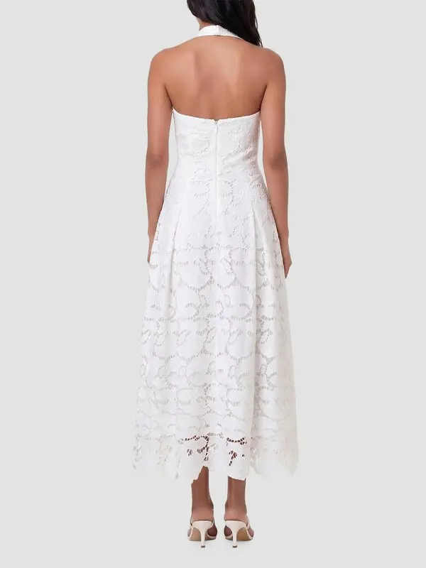 NICHOLAS THE LABEL Elisabeth Cotton Broderie Lace Halter Midi-dress