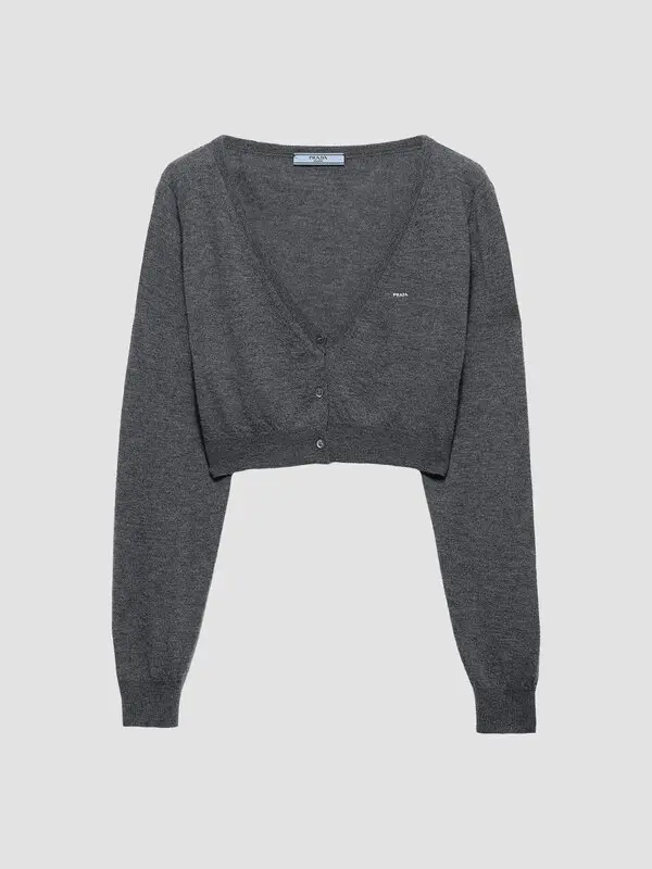 Prada Cropped Cashmere Cardigan - Grey
