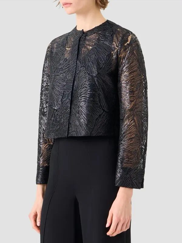 Akris Haron Lacquered Lace Short Jacket