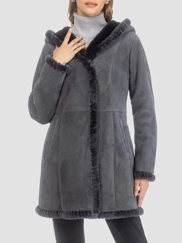 Gorski Shearling Lamb Parka With Whipstitch Trim