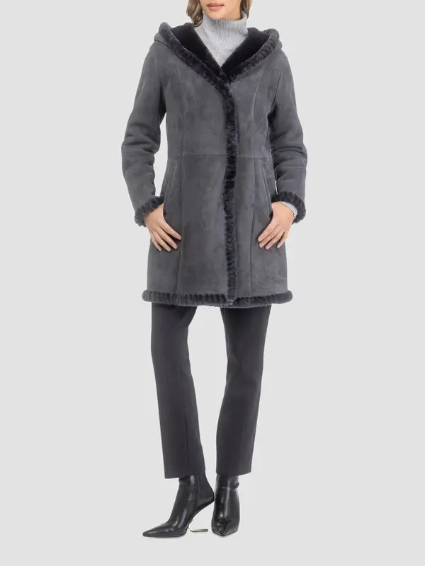 Gorski Shearling Lamb Parka With Whipstitch Trim
