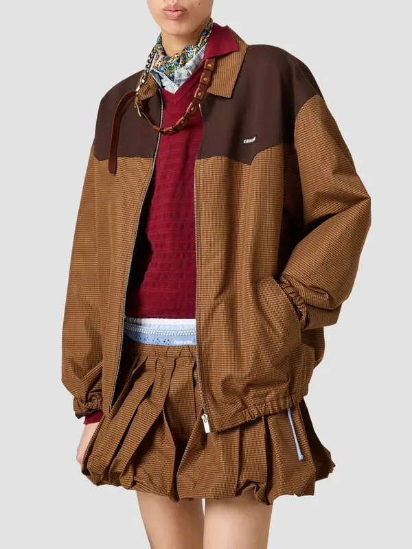 Miu Miu Gingham Check Blouson Jacket