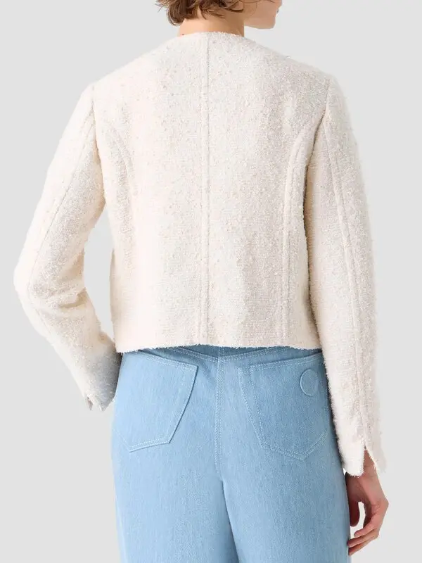 Akris Bouclé Crewneck Jacket - Ivory