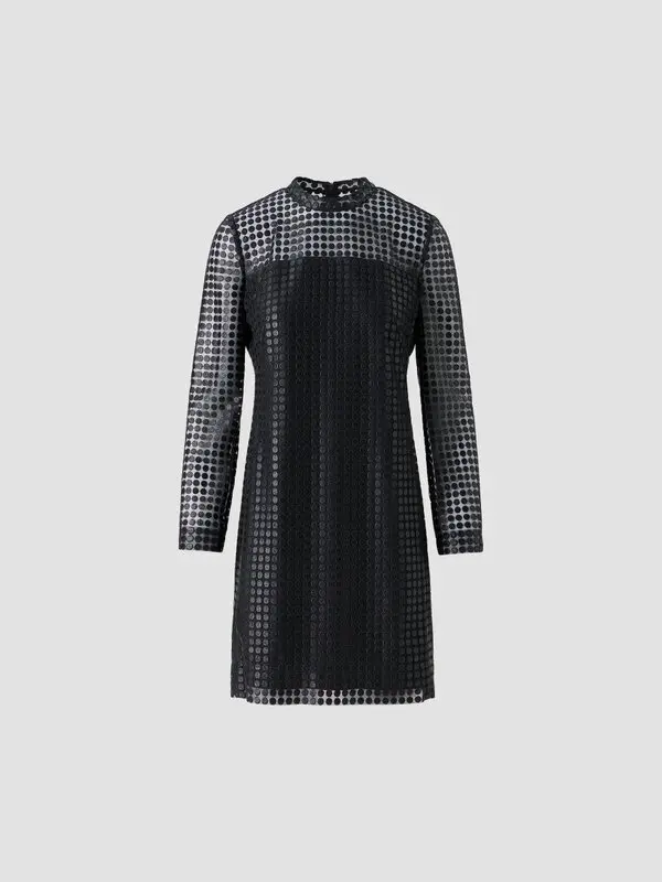 Akris Metallic Dot-embroidered Tulle Minidress