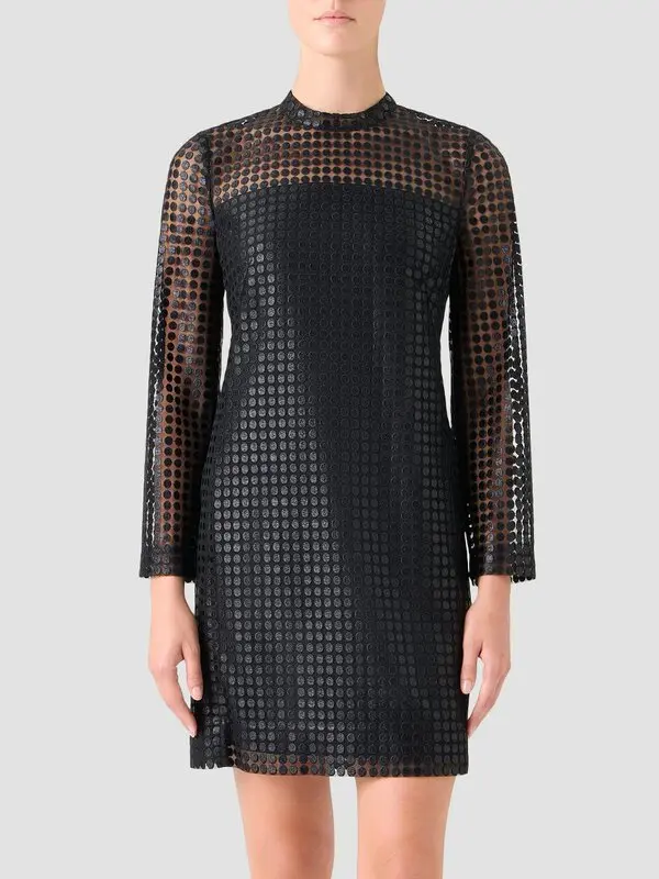 Akris Metallic Dot-embroidered Tulle Minidress