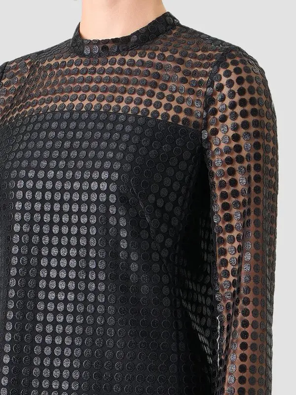 Akris Metallic Dot-embroidered Tulle Minidress