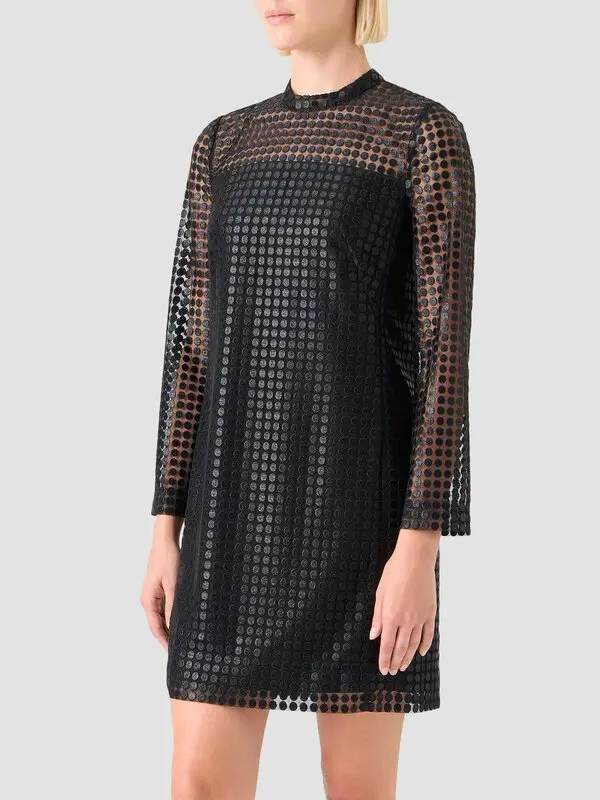 Akris Metallic Dot-embroidered Tulle Minidress