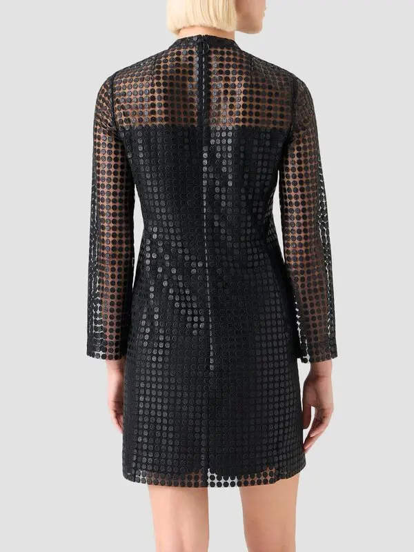 Akris Metallic Dot-embroidered Tulle Minidress