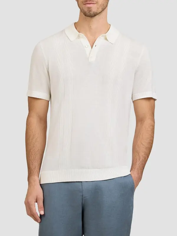 Onia Rib-knit Polo Shirt - Ivory