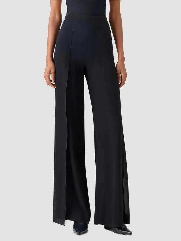 Akris Fellia Silk Gerogette Wide-leg Pants - Black