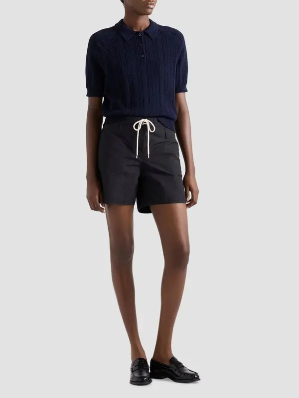 Prada Short-sleeved Openwork Cotton Polo Shirt