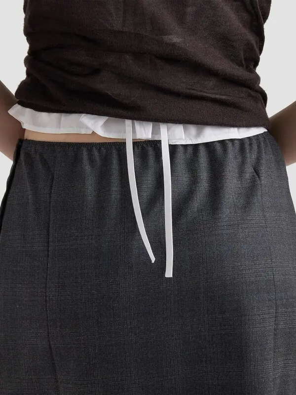 Prada Checked Wool Midi-skirt