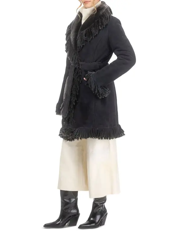 Gorski Merino Shearling Lamb Stroller With Fringes