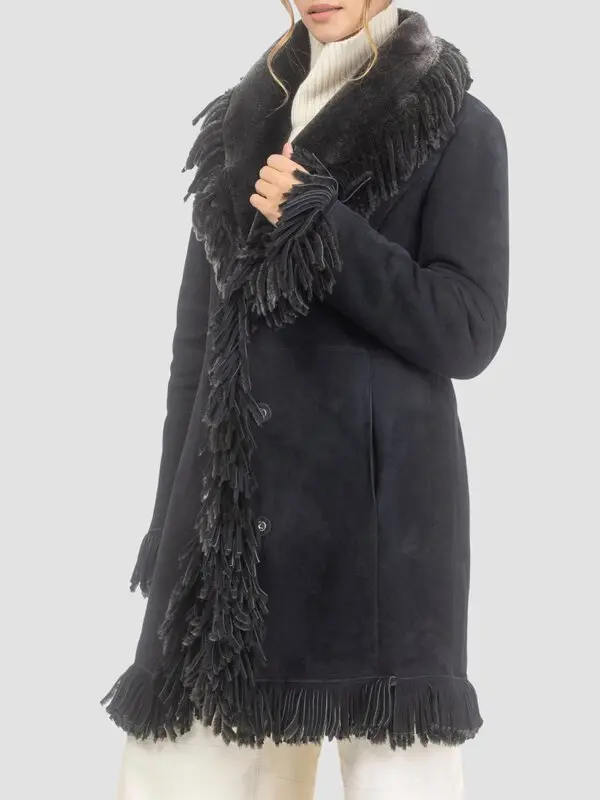 Gorski Merino Shearling Lamb Stroller With Fringes