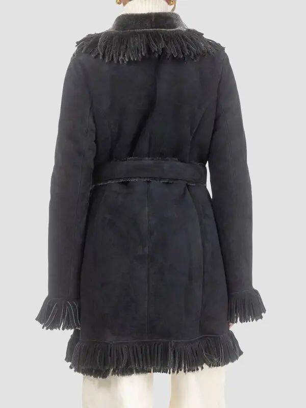 Gorski Merino Shearling Lamb Stroller With Fringes