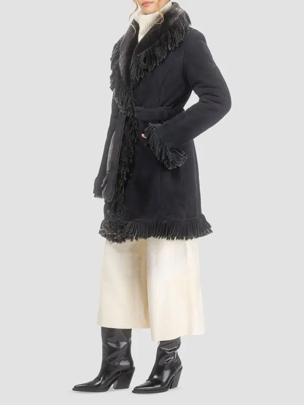 Gorski Merino Shearling Lamb Stroller With Fringes