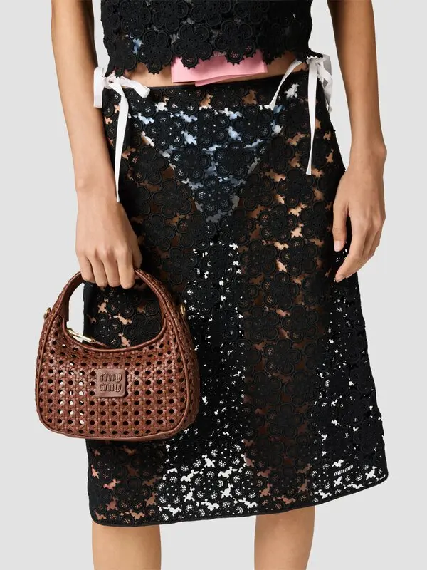 Miu Miu Wander Woven Leather Top Handle Bag