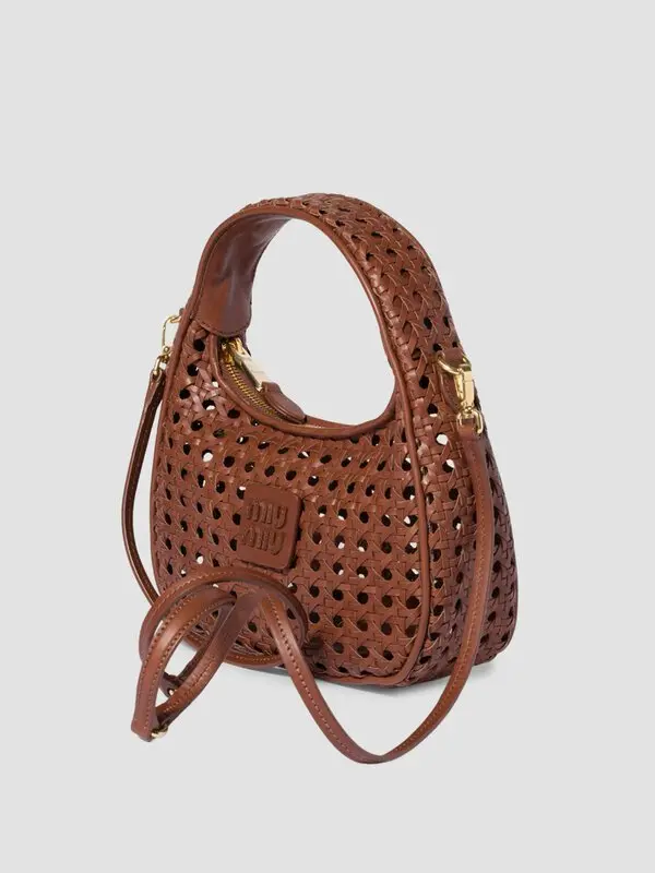 Miu Miu Wander Woven Leather Top Handle Bag