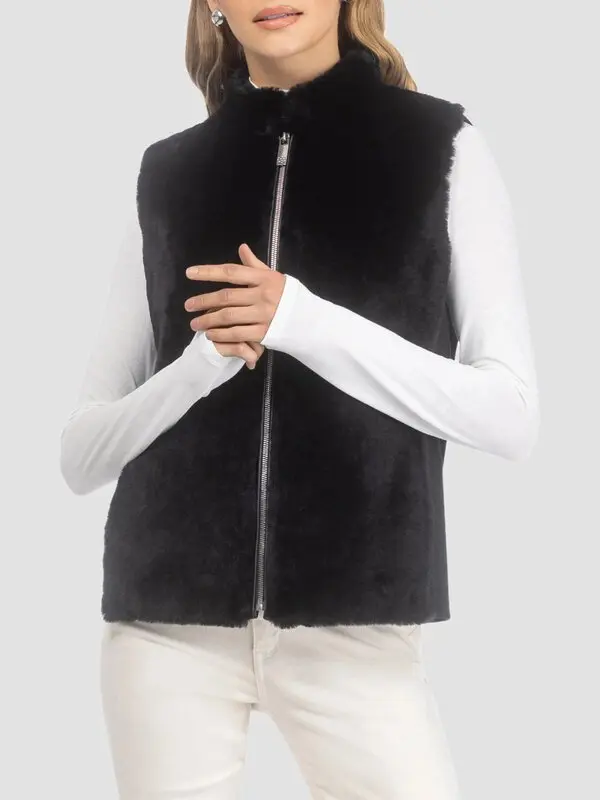 Gorski Select Shearling Lamb Zip Vest With Wool