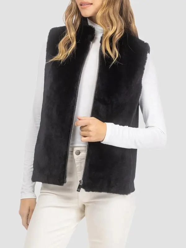 Gorski Select Shearling Lamb Zip Vest With Wool