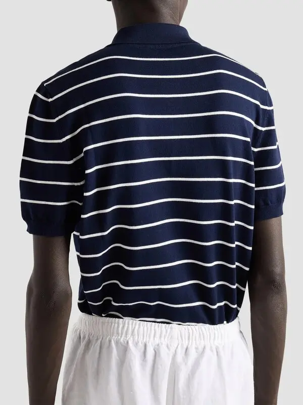 Prada Short-sleeved Striped Cotton Polo Shirt - Blue