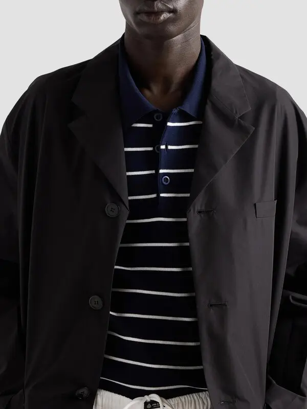 Prada Short-sleeved Striped Cotton Polo Shirt - Blue